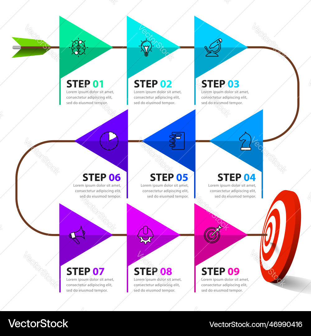 Infographic template with icons and 9 options Vector Image