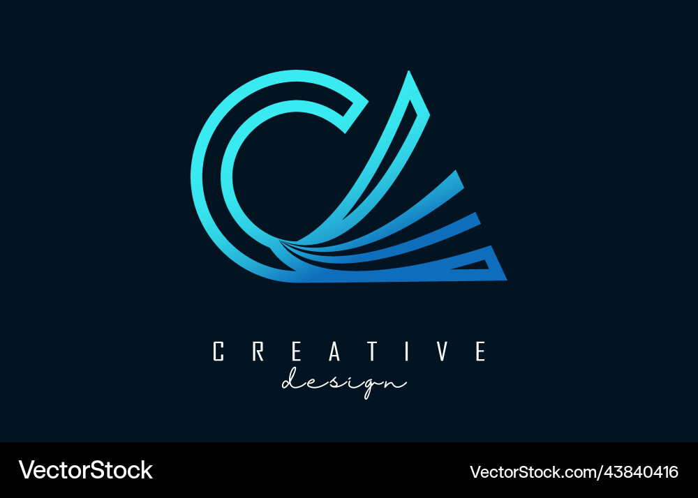 Outline blue letters ca c a logo with leading Vector Image