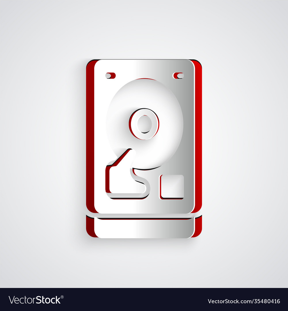 Paper Cut Hard Disk Drive Hdd Icon Isolated Vector Image