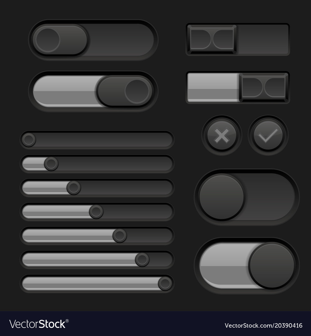 Set of black interface switch buttons sliders Vector Image