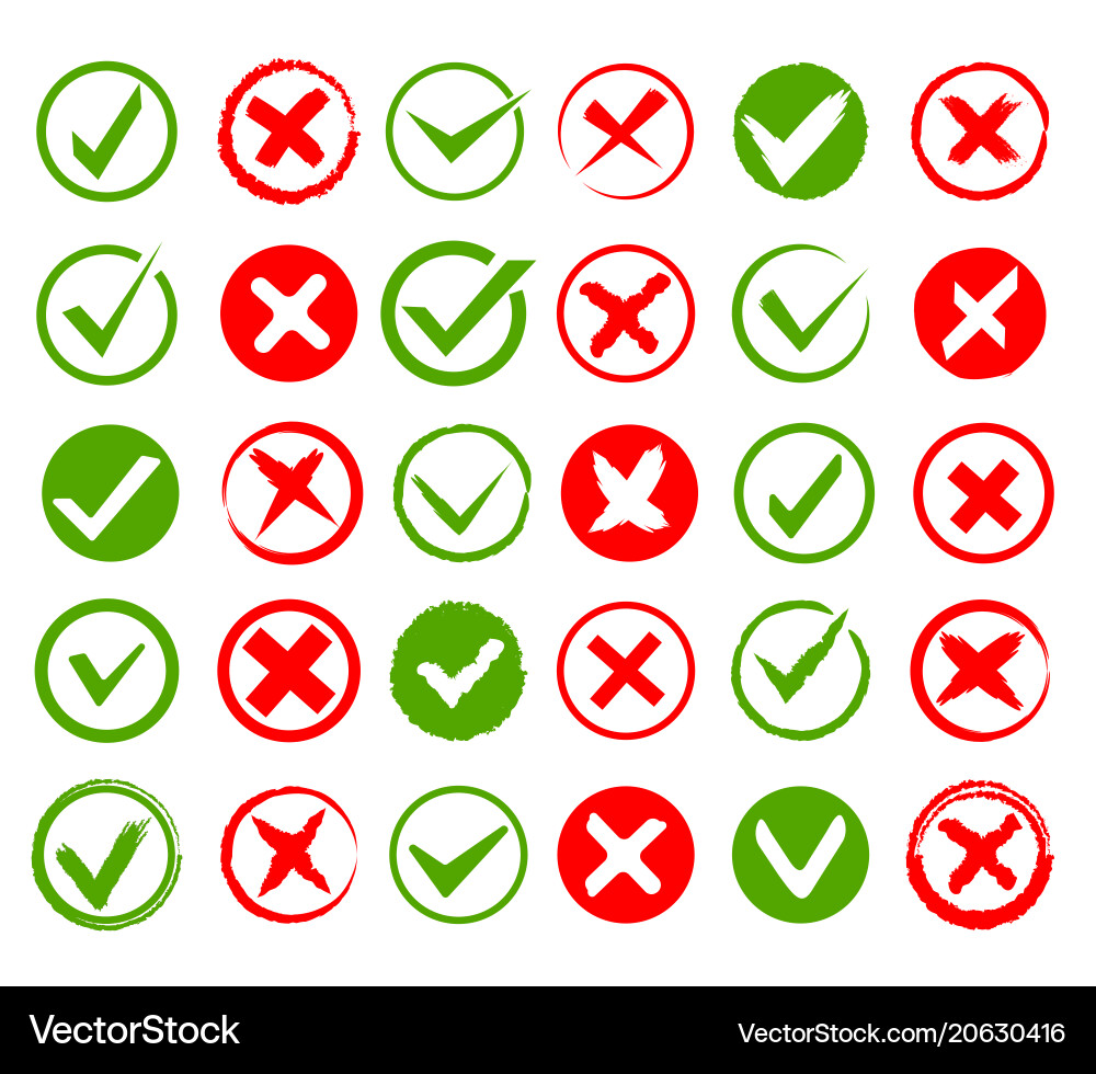 Tick and cross icons Royalty Free Vector Image