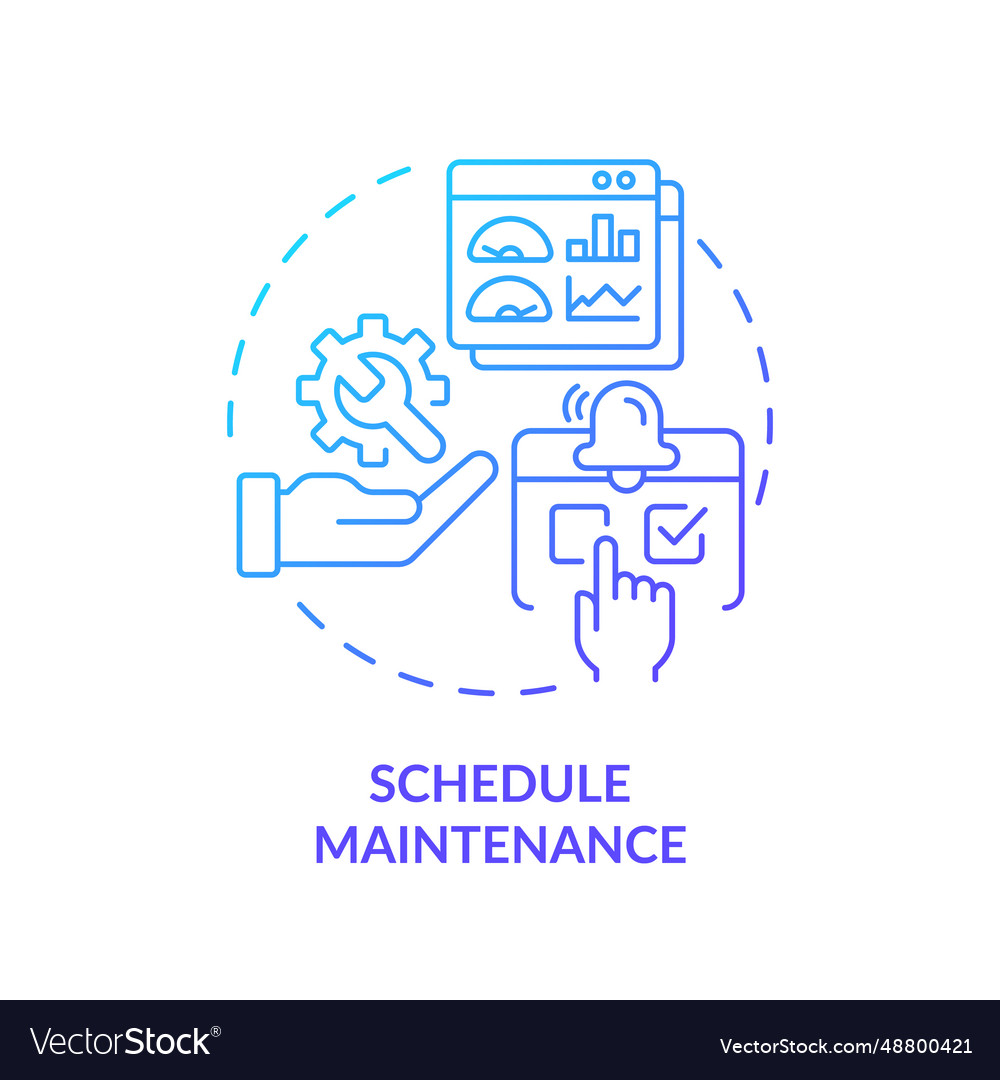 2d Gradient Thin Linear Icon Schedule Maintenance Vector Image