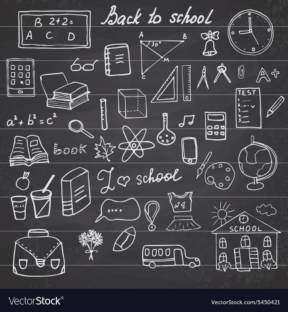 Back to school supplies sketchy notebook doodles Vector Image