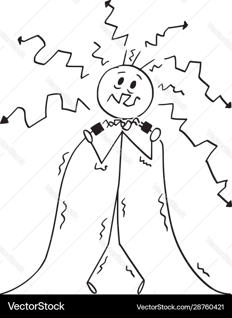 Cartoon man or electrician holding cables and Vector Image