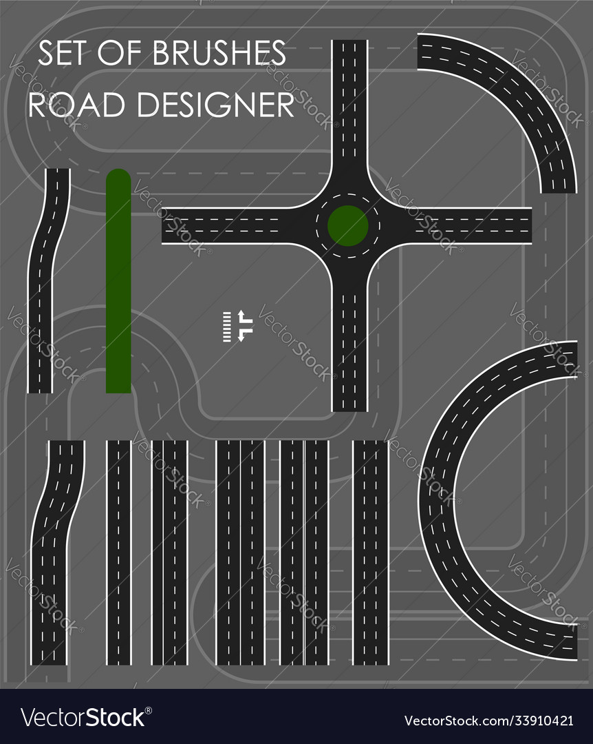 Constructor road sections with marking lines Vector Image