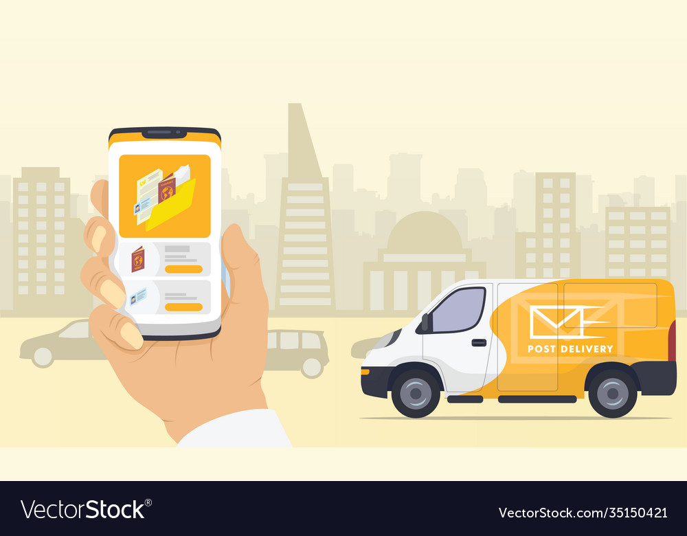 Delivery document services with apps tracking Vector Image