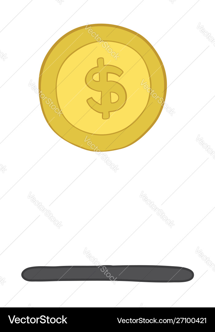 Dollar coin and moneybox hole hand drawn Vector Image