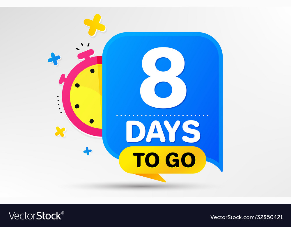 Eight days left icon 8 to go Royalty Free Vector Image Eight days left icon 8 to go Royalty Free Vector Image