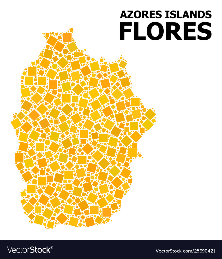 Golden rotated square pattern map azores Vector Image