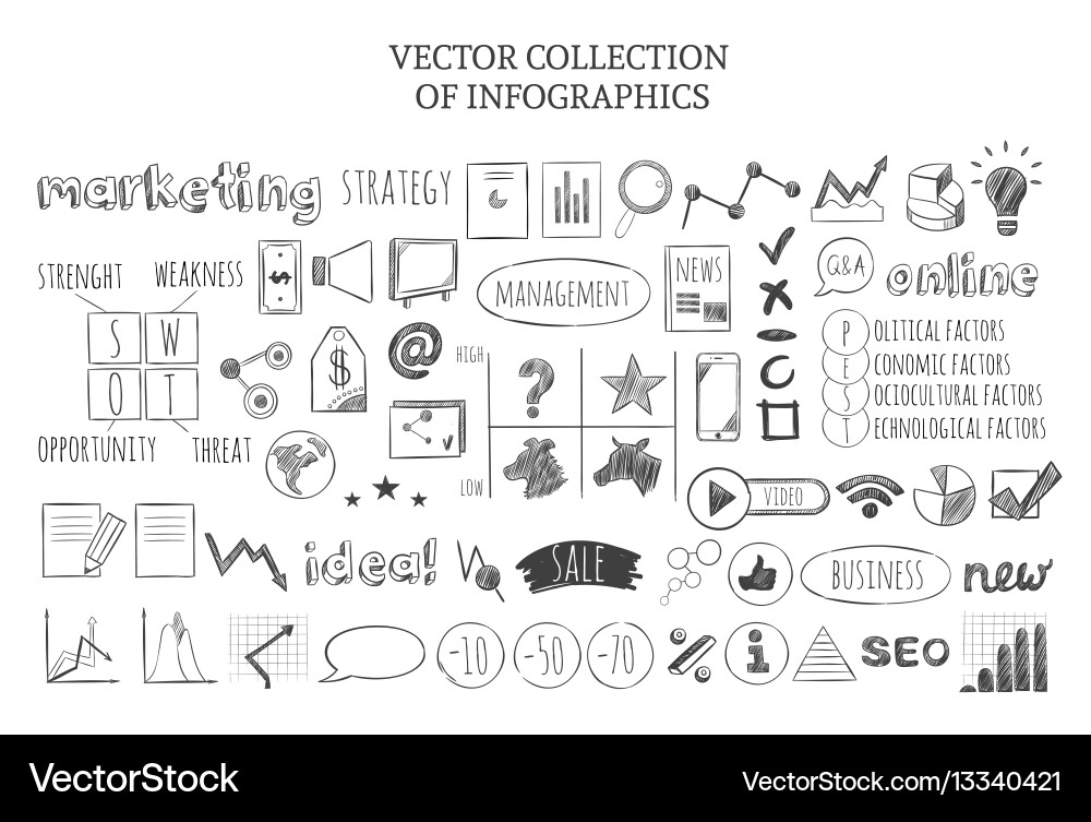 Infographic marketing strategy icons set Vector Image