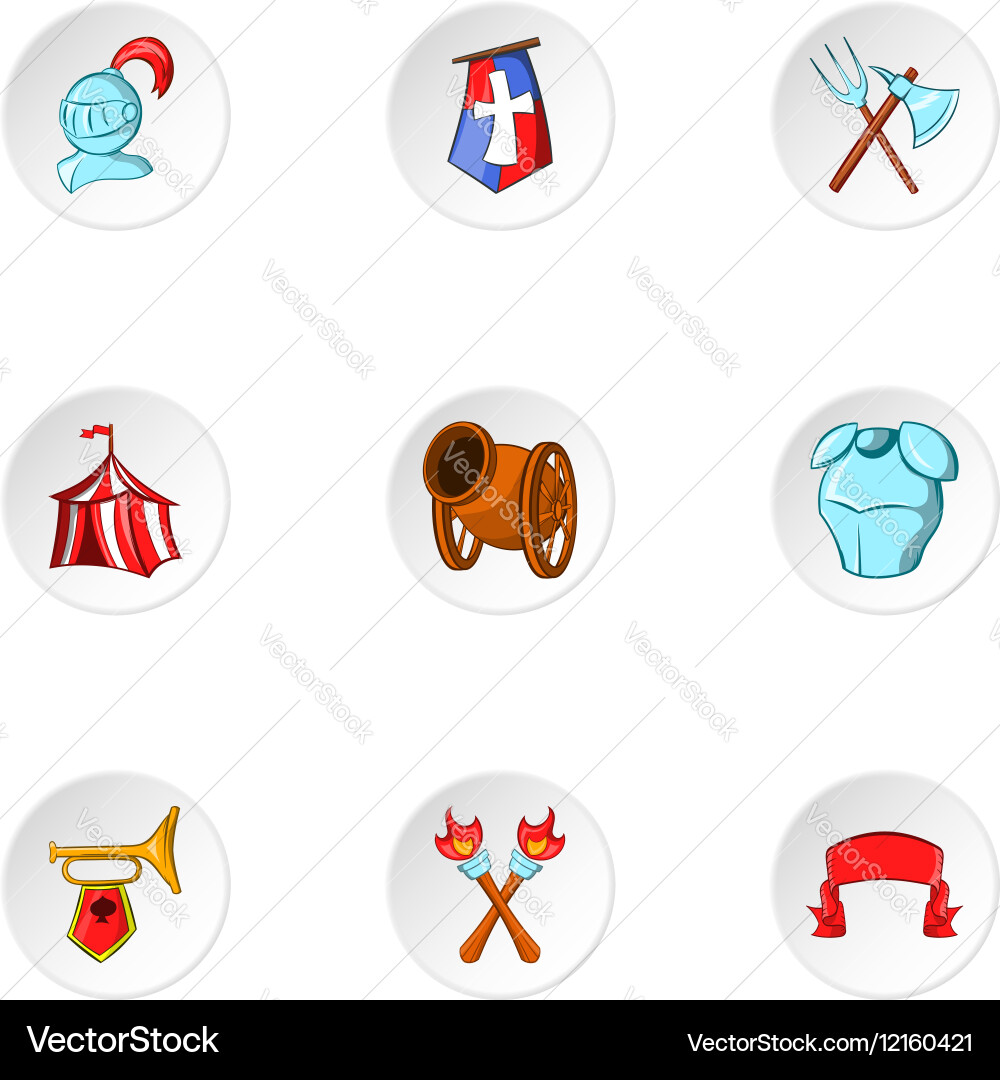 Military armor icons set cartoon style Royalty Free Vector