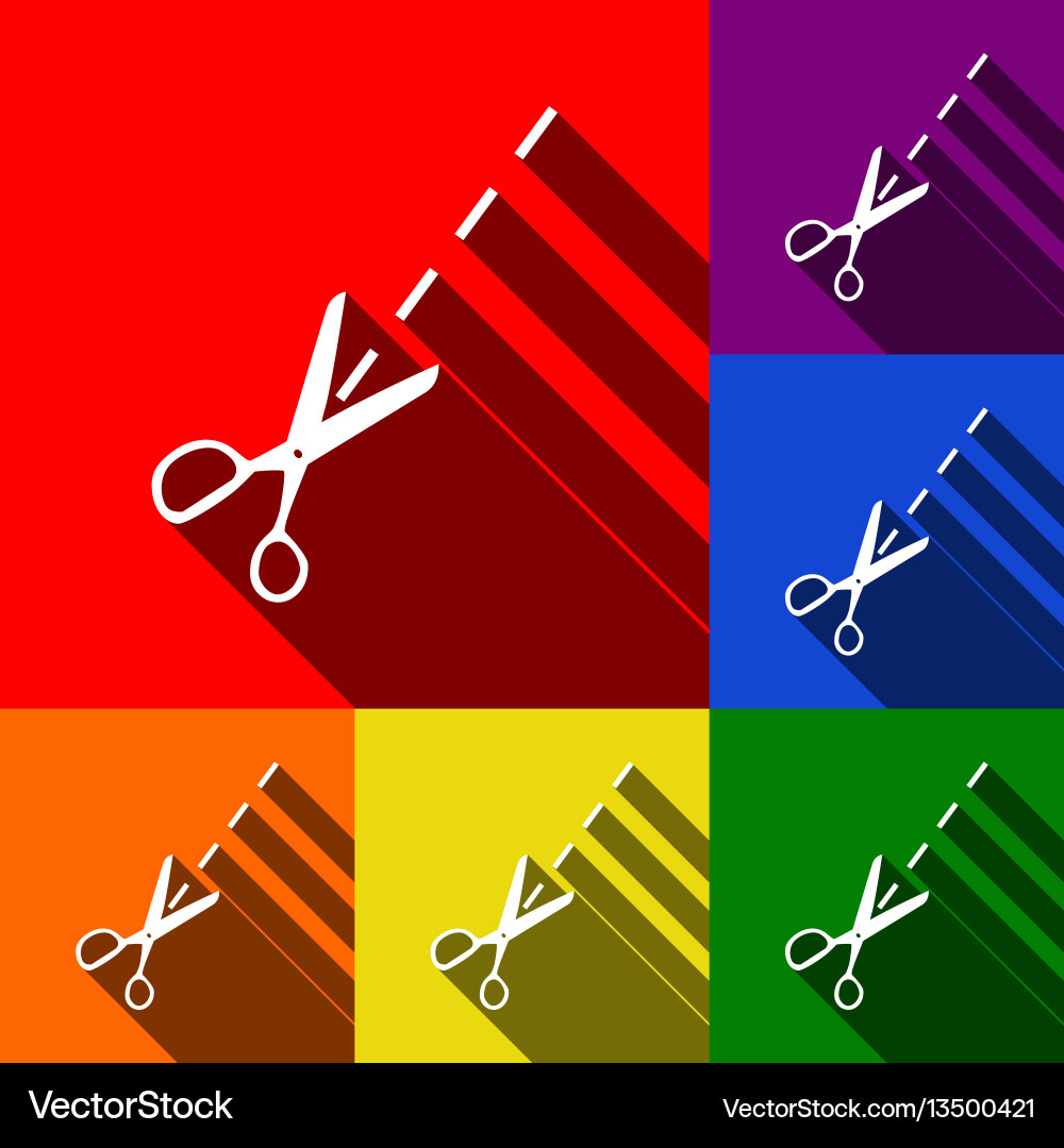 Scissors sign set of icons Royalty Free Vector Image