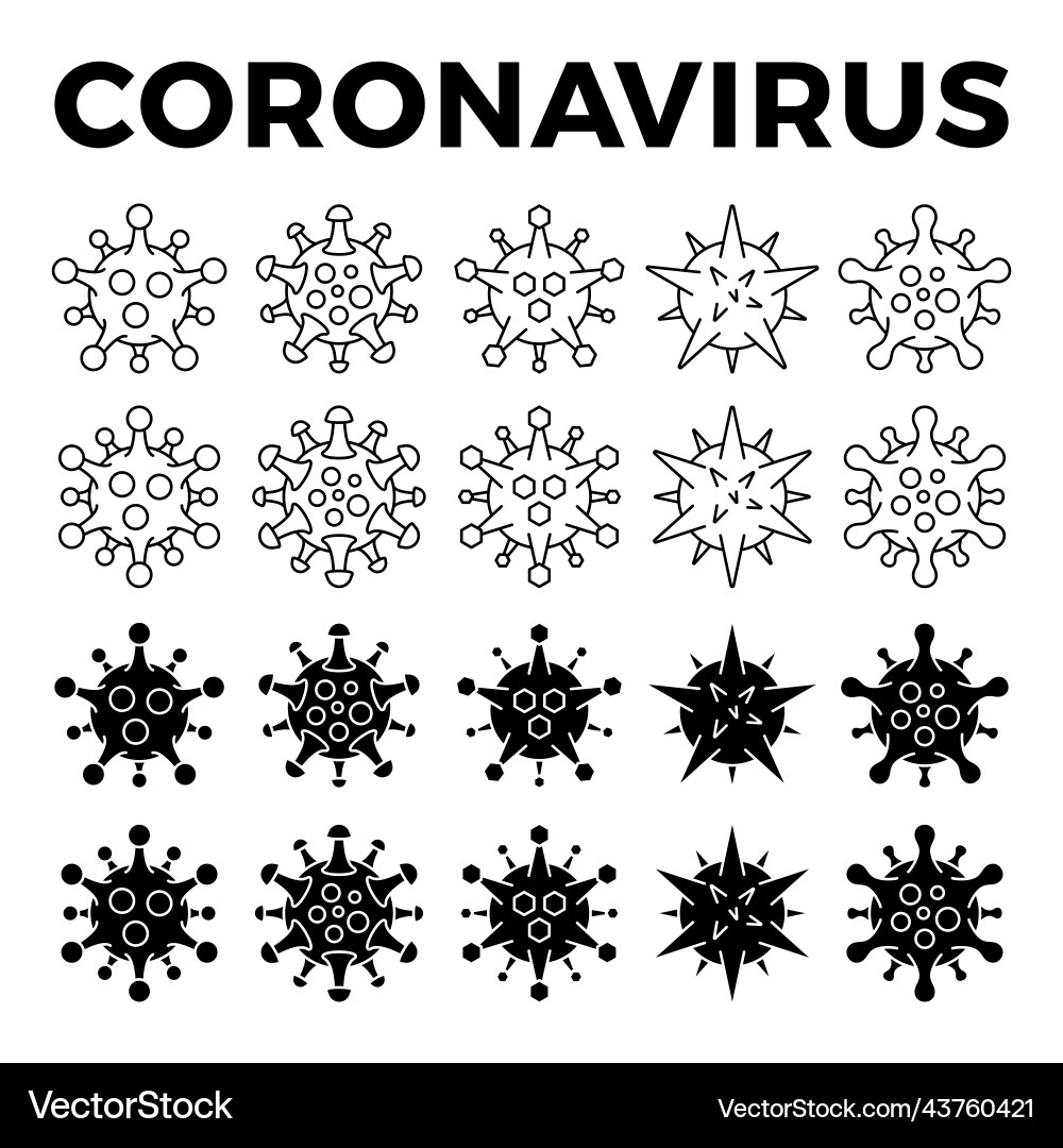 Set of different viral cells icon novel Royalty Free Vector