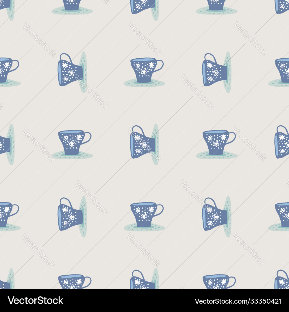 Simple seamless pattern with cups soft blue Vector Image