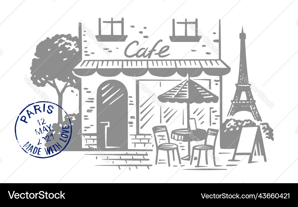 Street cafe in paris restaurant with views Vector Image