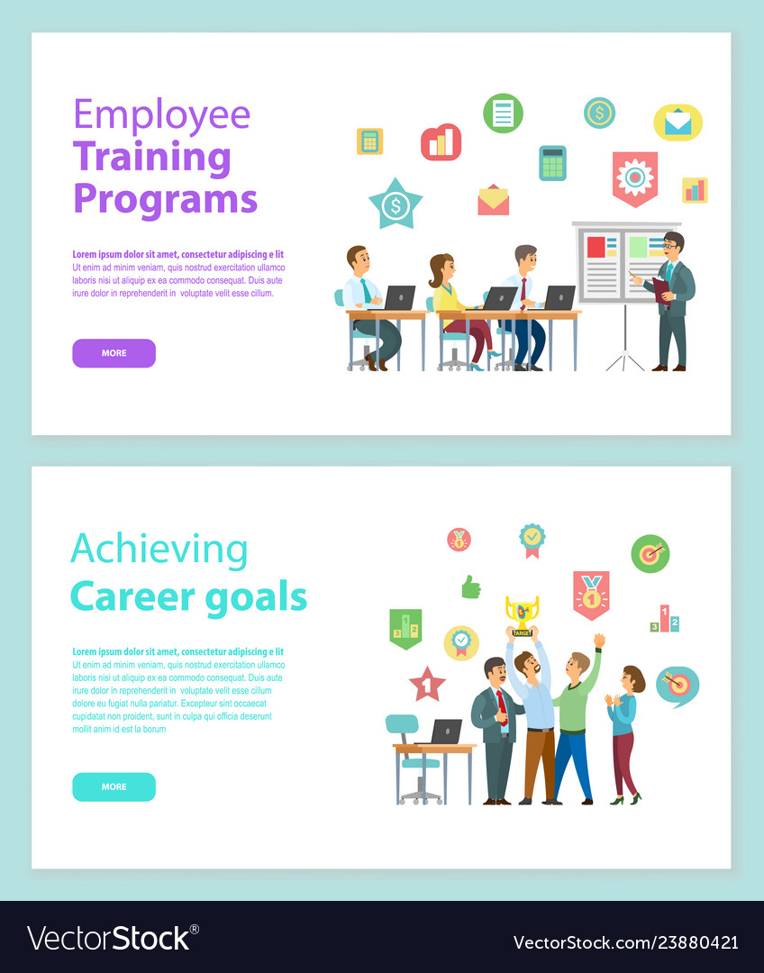 Training programs and workteam achieving Vector Image