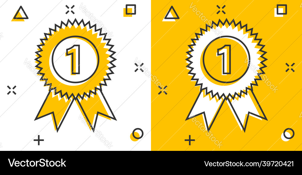 Winner icon in comic style rosette award cartoon Vector Image