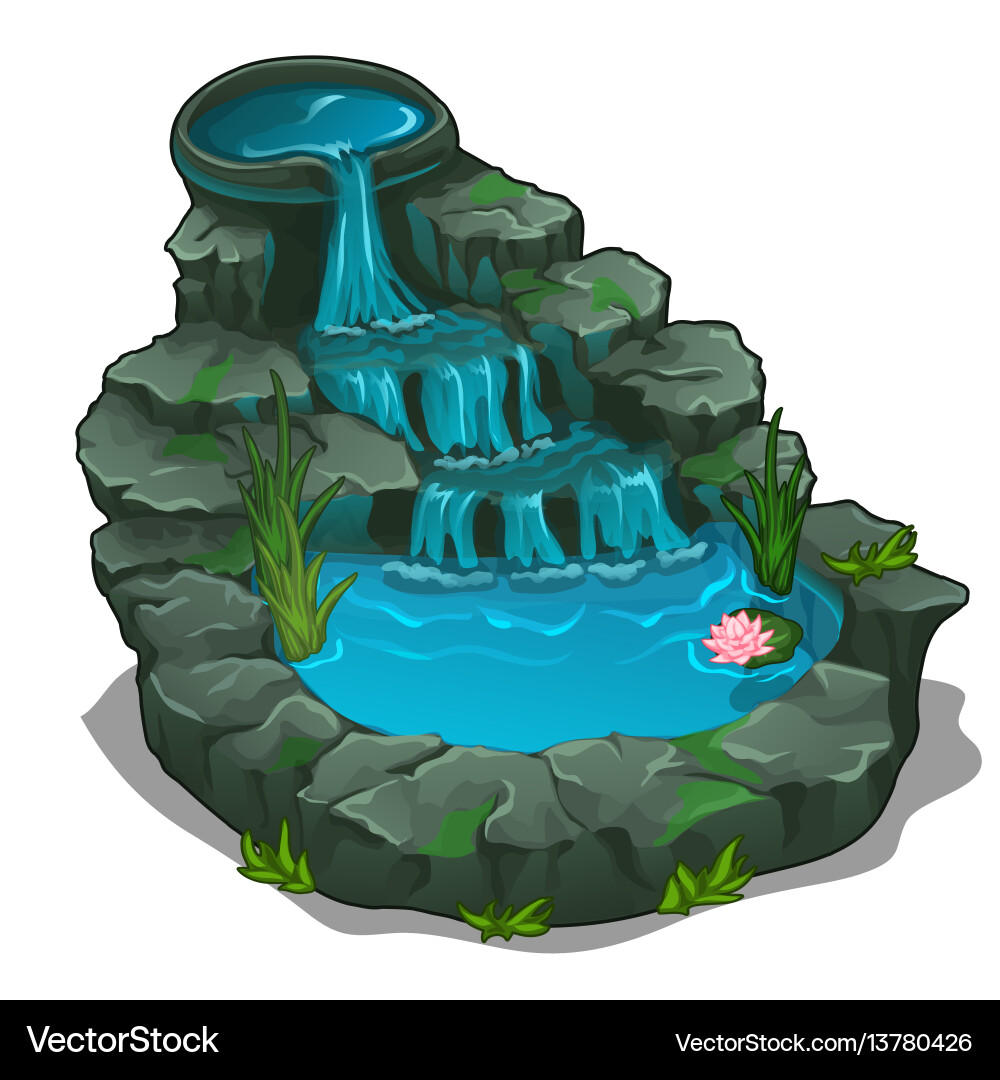 Beautiful waterfall with swimming pool Royalty Free Vector