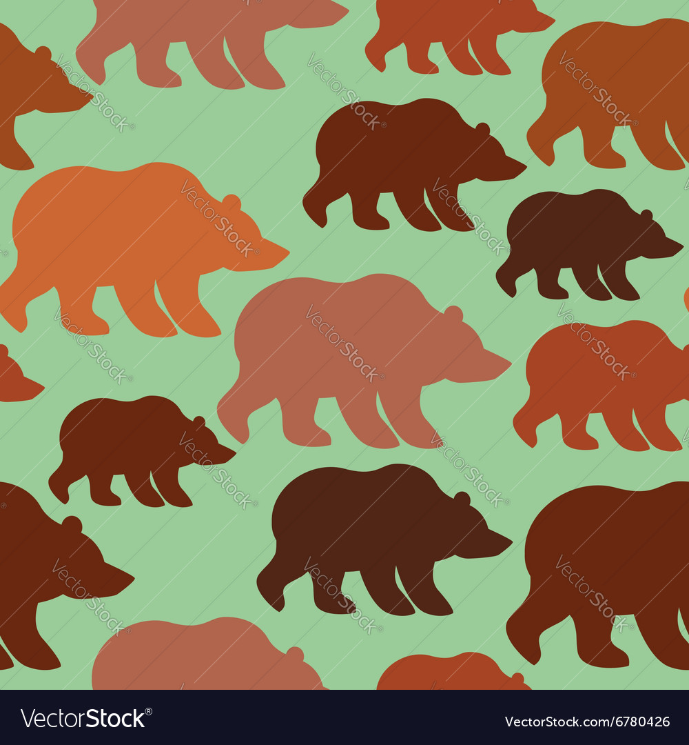 Brown bear seamless pattern background wild Vector Image