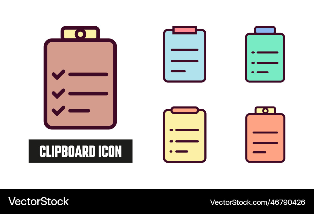 Clipboard icon lineal color icon Royalty Free Vector Image