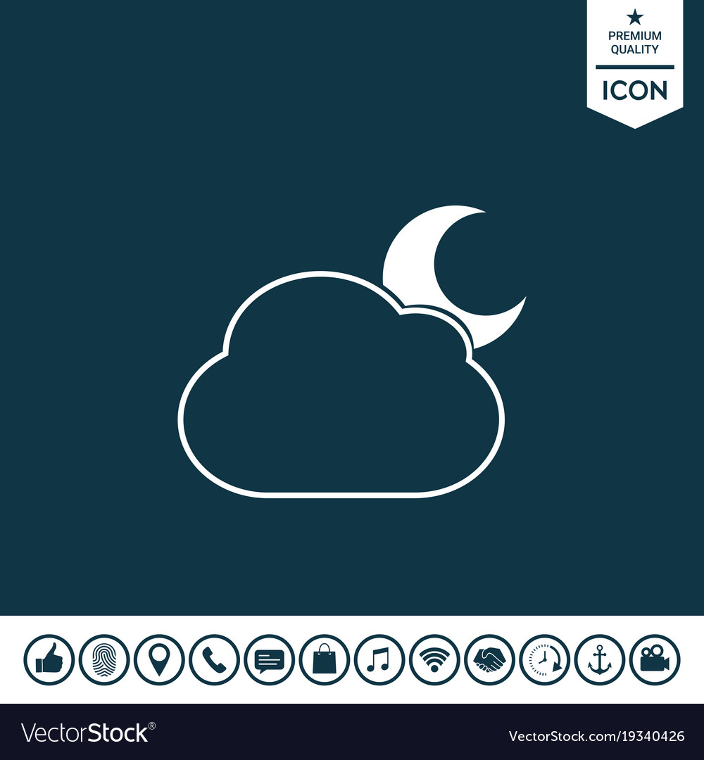 Cloud moon symbol - ico Royalty Free Vector Image