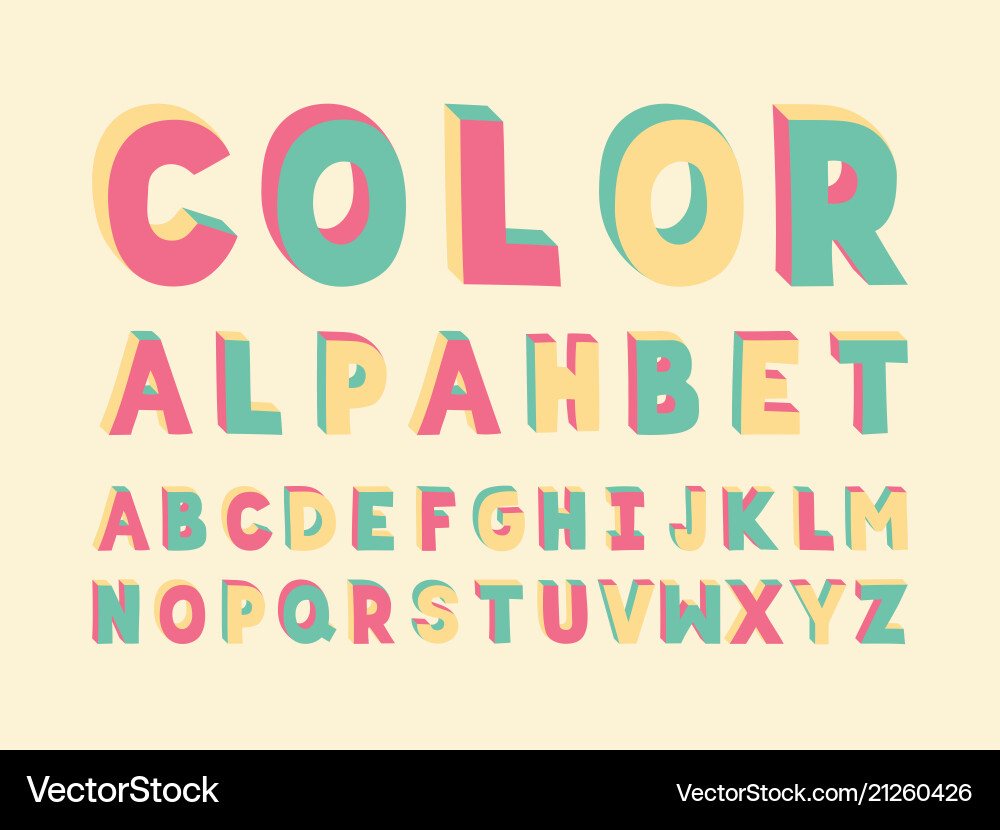 Color handwritten font alphabet Royalty Free Vector Image