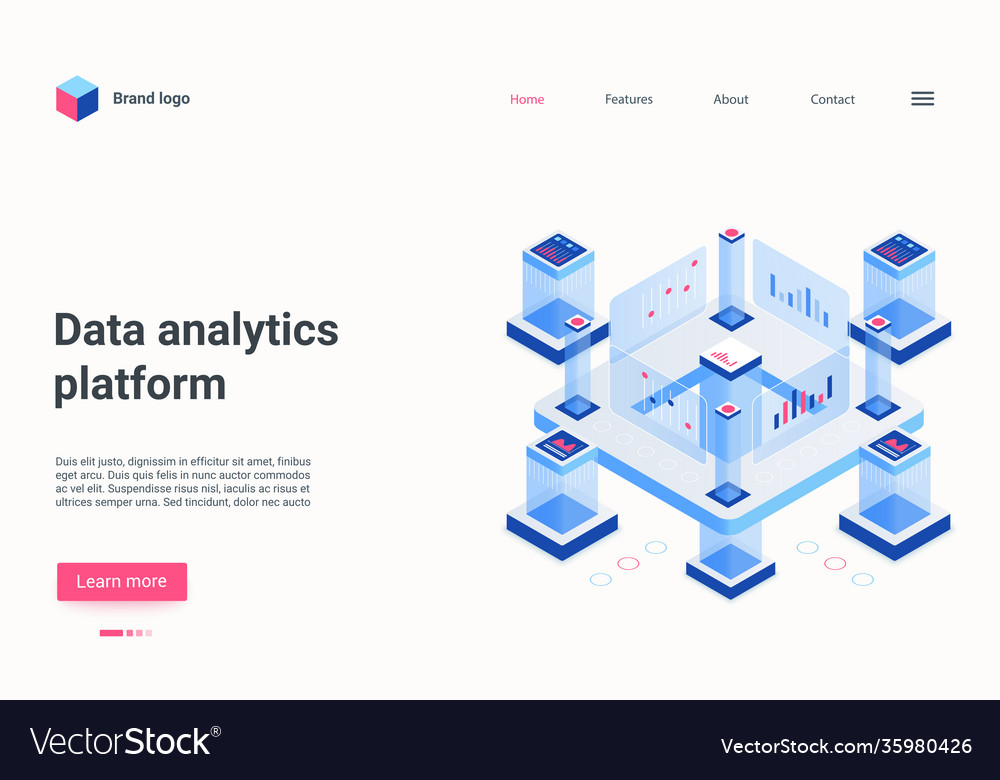 Data analytics workstation 3d platform automation Vector Image