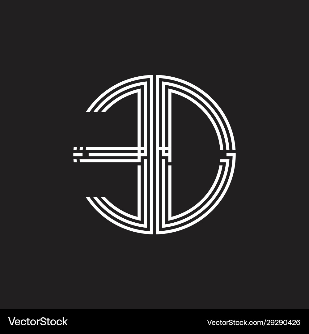 Ed logo monogram triple ribbon style line design Vector Image