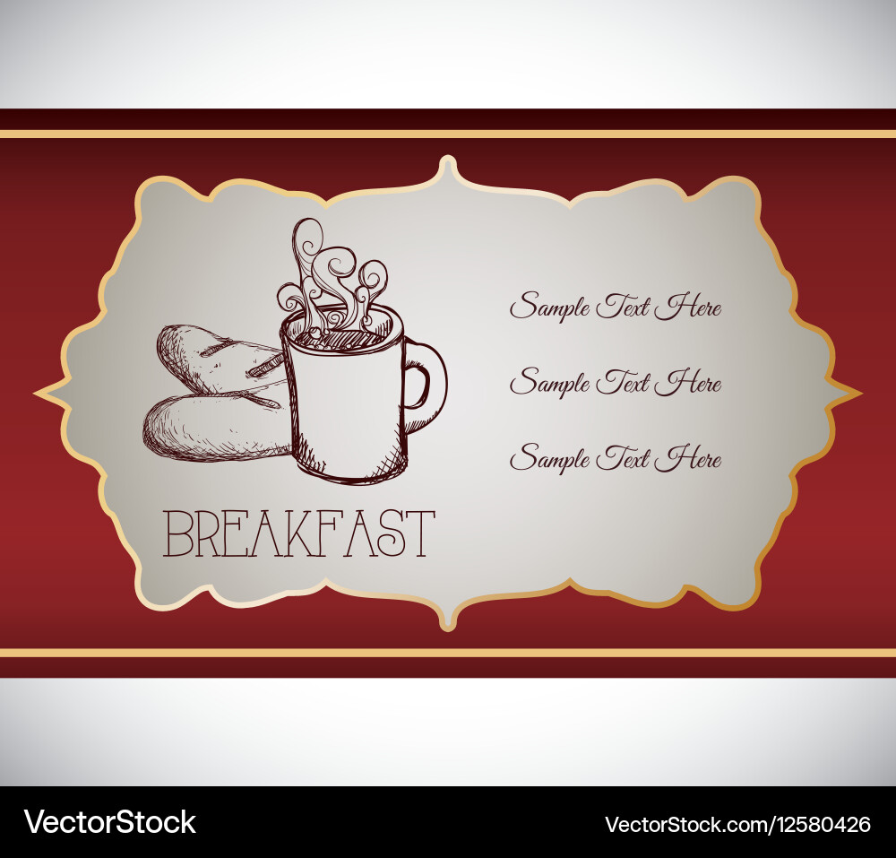 Hand drawing breakfast coffee bread food retro Vector Image