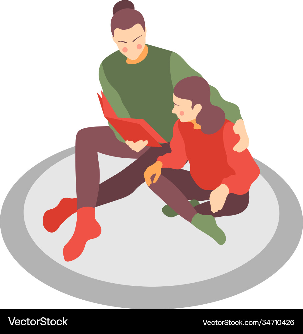 Hygge family reading composition Royalty Free Vector Image