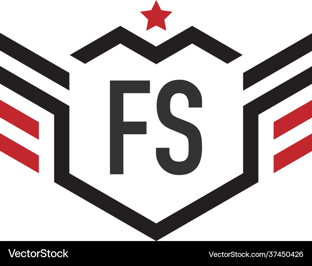 Initial letter fs star wing hexagonal creative Vector Image