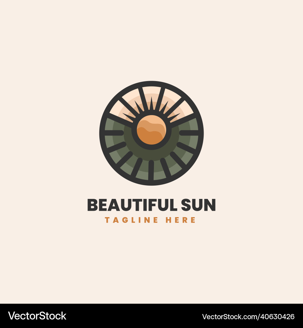 Logo beautiful sun simple mascot style Royalty Free Vector