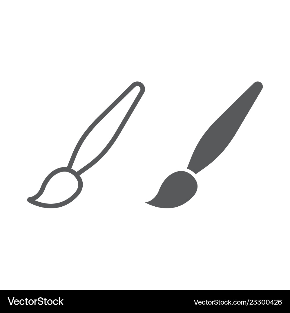 Paintbrush line and glyph icon tools art Vector Image
