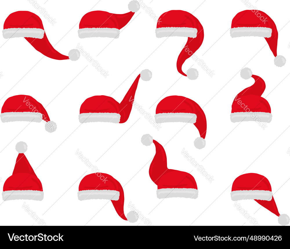 Santa hat set christmas hats isolated Royalty Free Vector