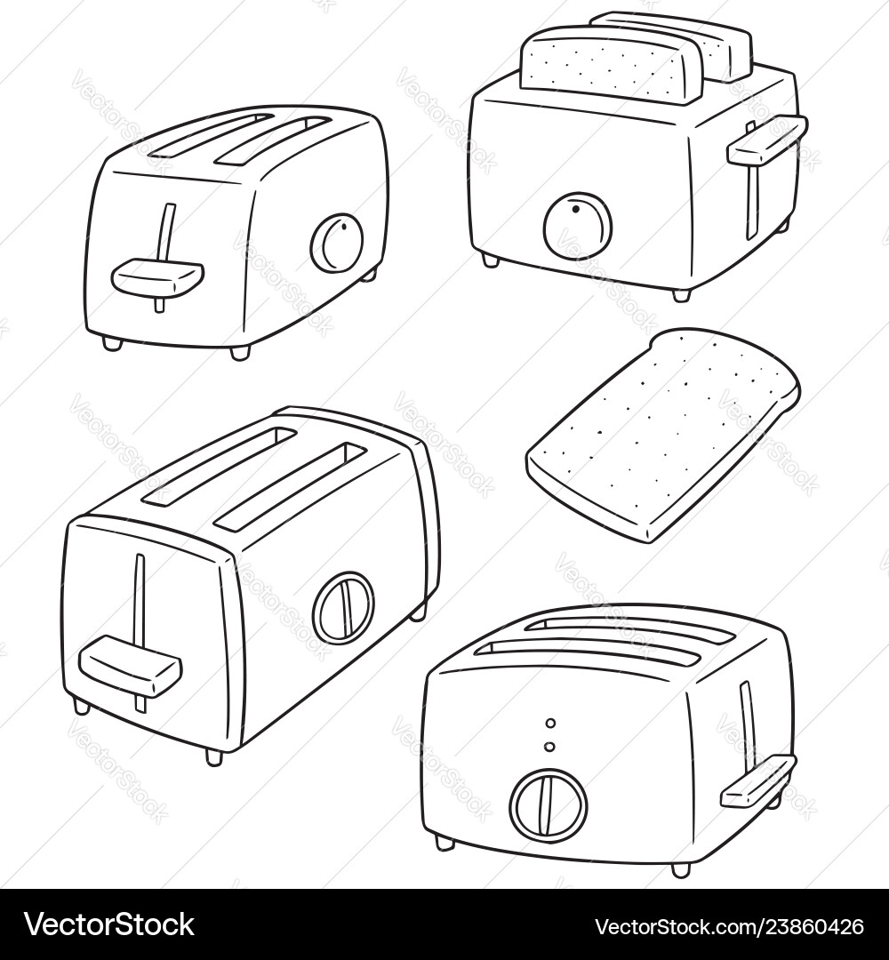 Set of bread and toaster Royalty Free Vector Image