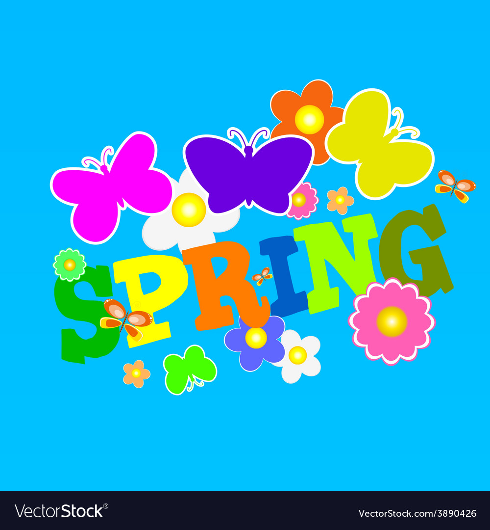 Spring with flower and butterfly color Royalty Free Vector