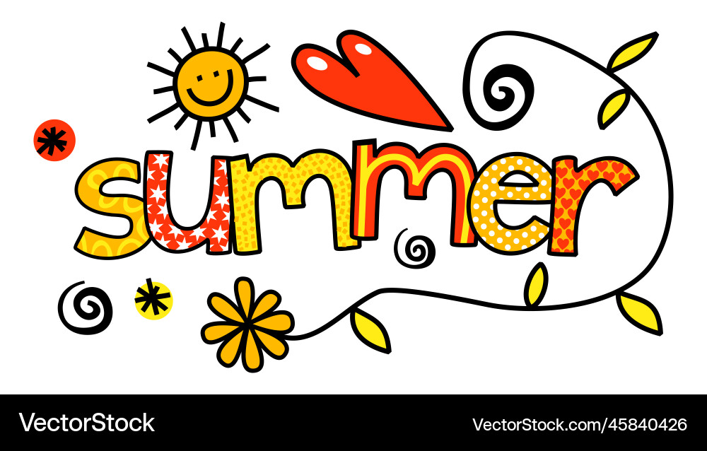 Summer title text seasonal doodle lettering Vector Image
