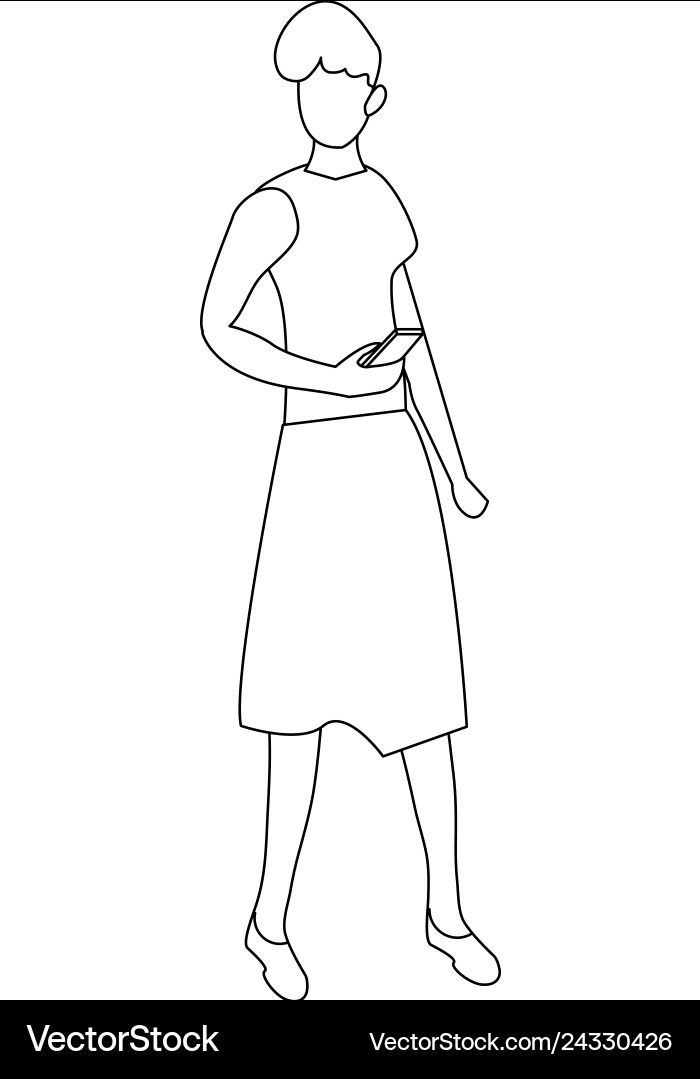 Woman character outline Royalty Free Vector Image