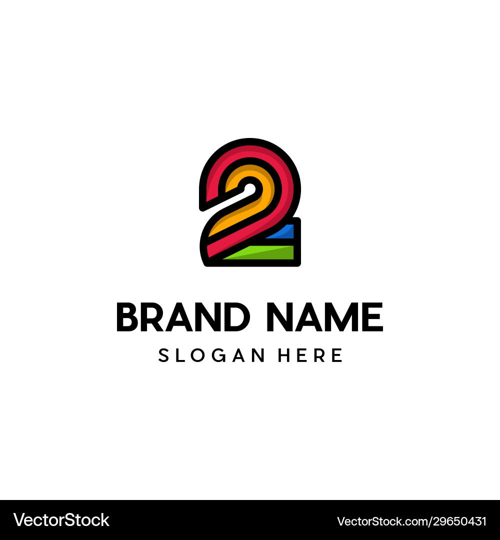 2 or two outline colorful abstract creative logo Vector Image