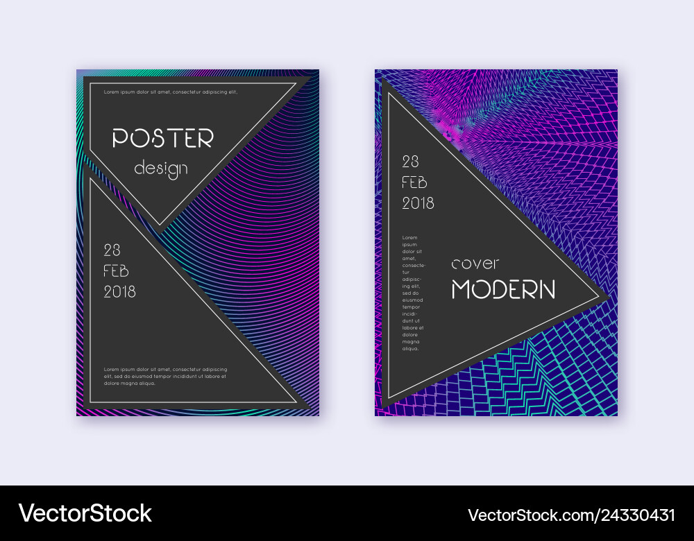 Black cover design template set neon abstract lin Vector Image