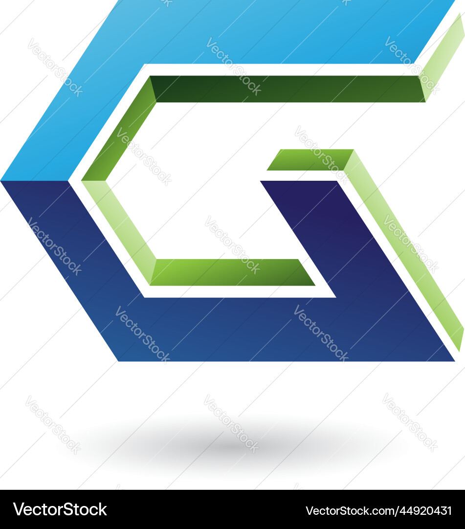 Blue and green 3d angled icon for letter g Vector Image