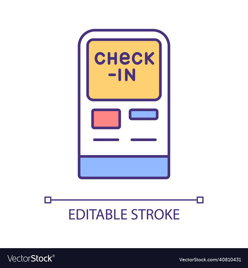 Check in terminal rgb color icon Royalty Free Vector Image