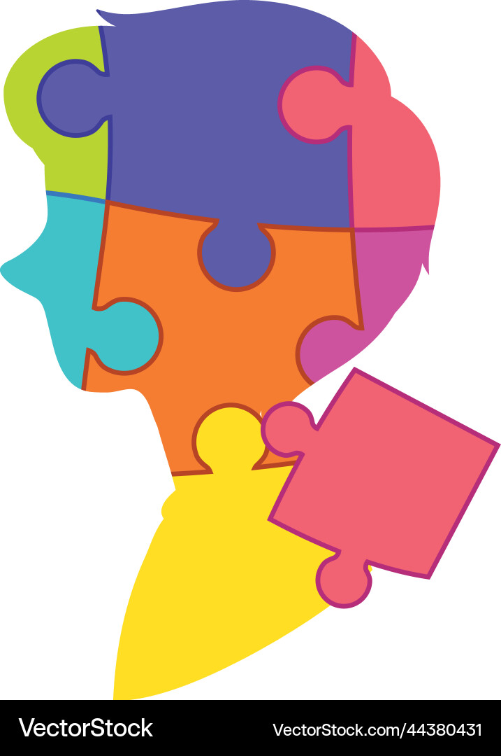 Colourful jigsaw puzzle in human shape Royalty Free Vector