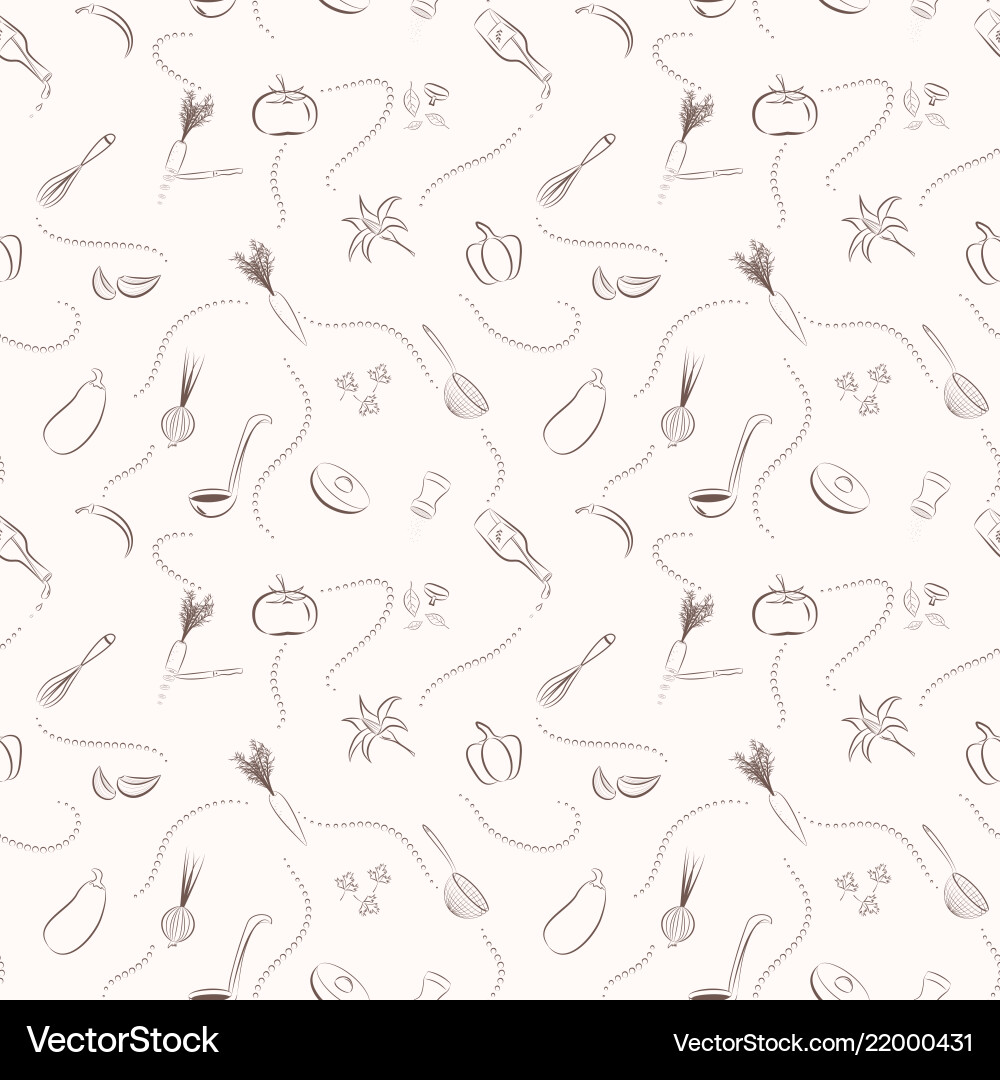 Hand drawn seamless pattern cooking and food Vector Image