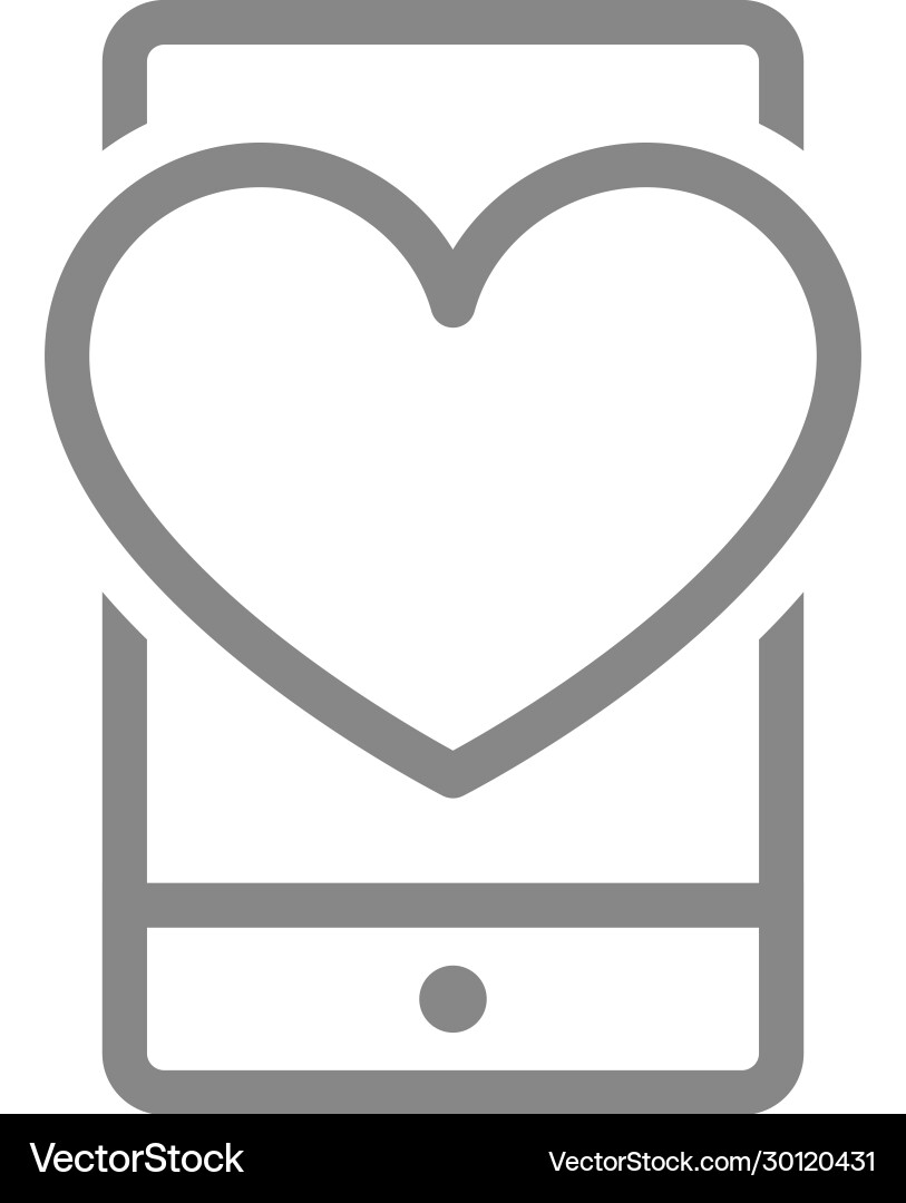 Heart with phone feedback line icon love message Vector Image