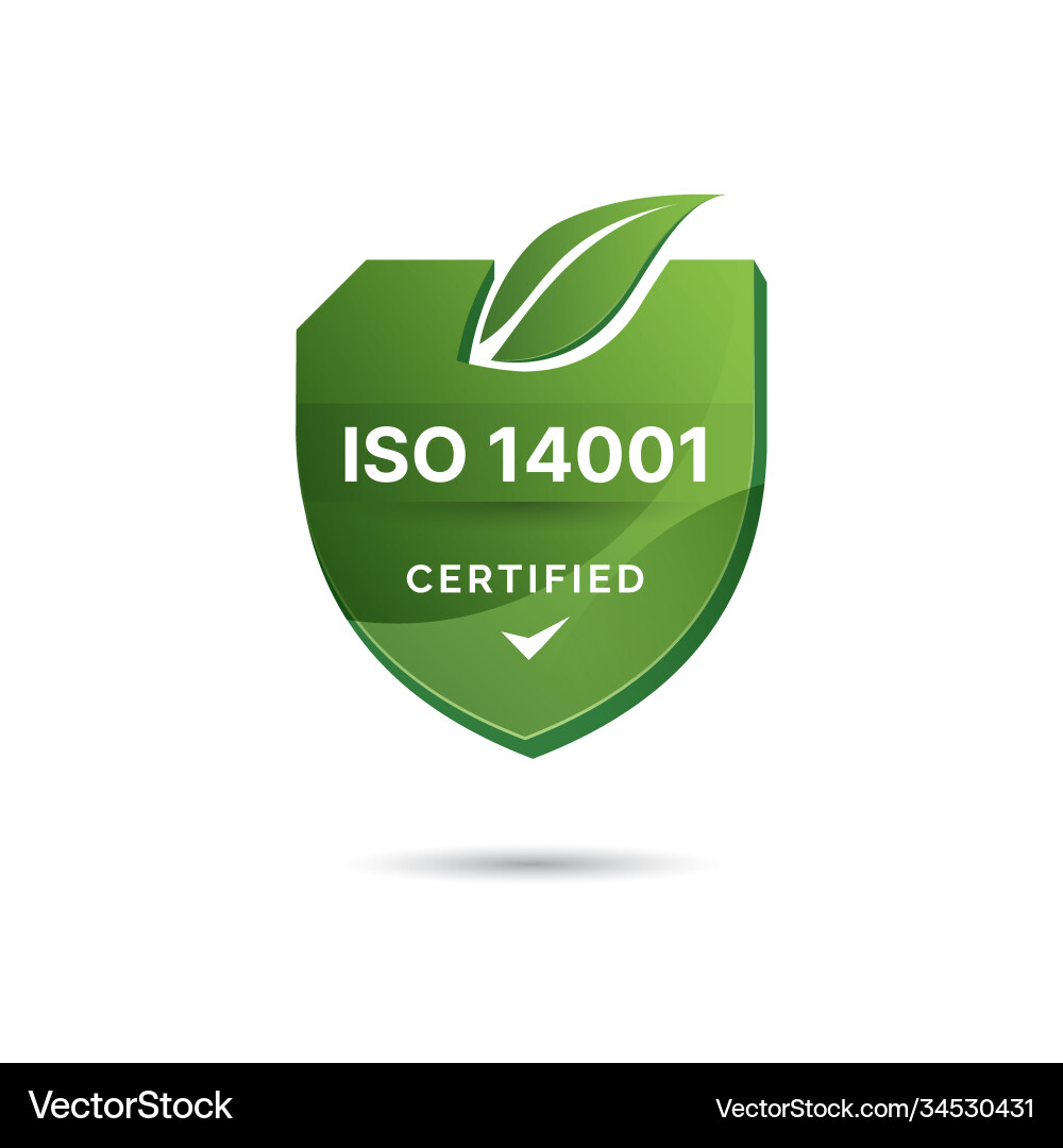 Iso 14001 certified badge logo design Royalty Free Vector