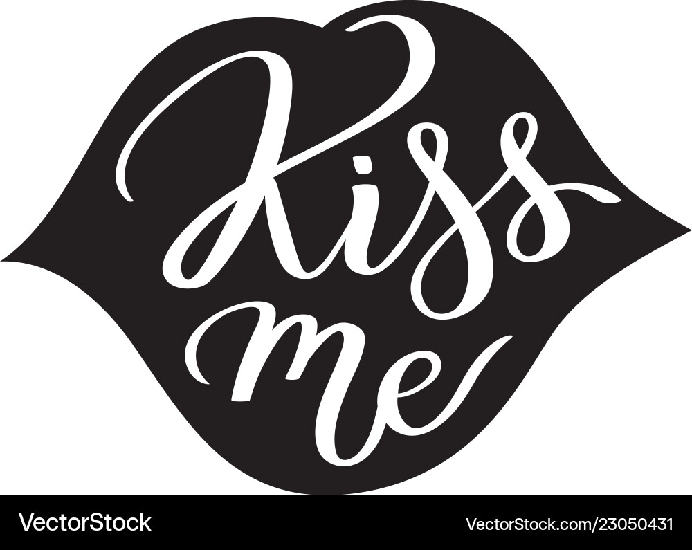 Kiss day - hand-written text typography Royalty Free Vector