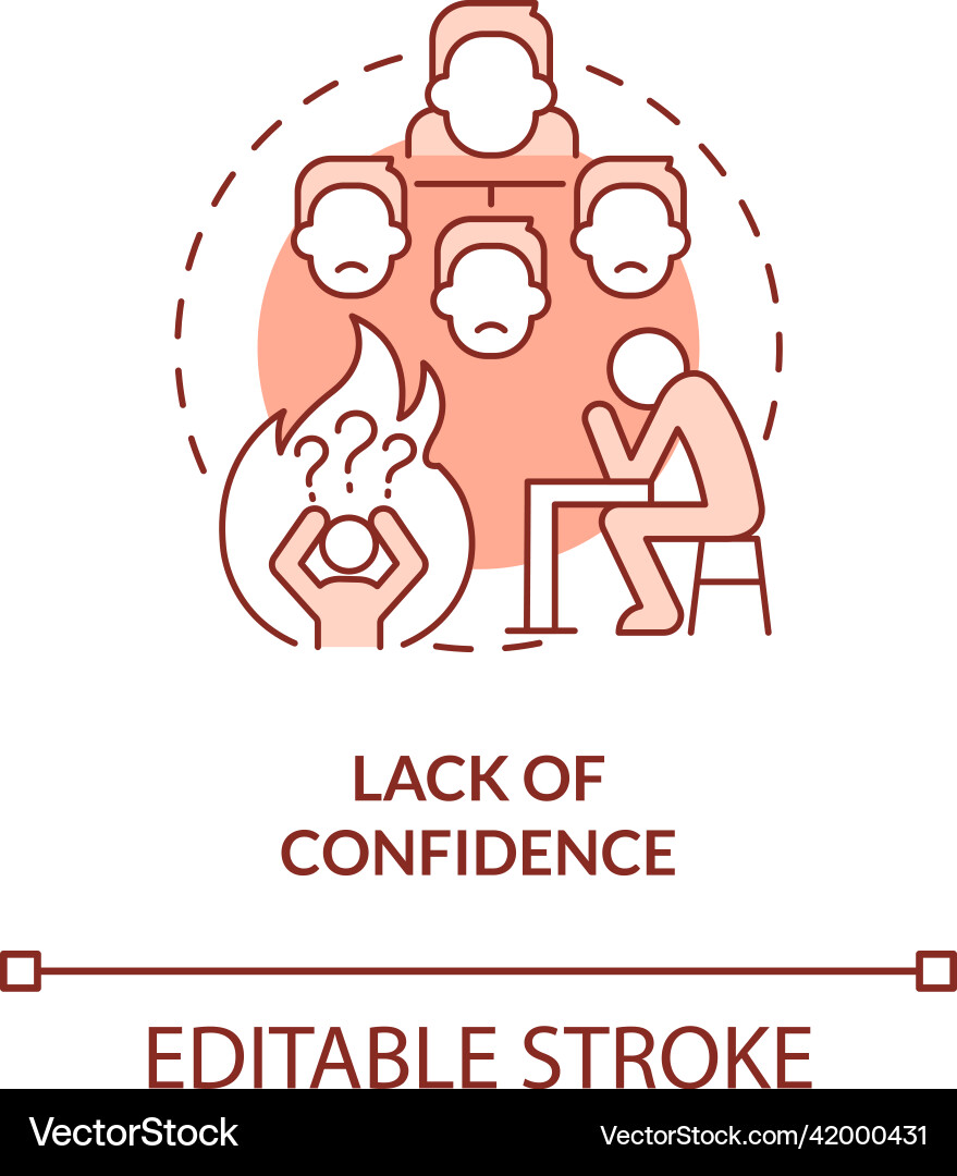 Lack of confidence red concept icon Royalty Free Vector