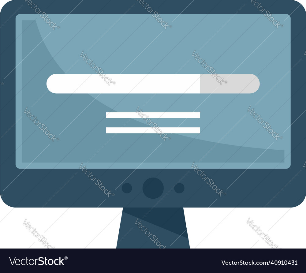 Loading pc software icon flat isolated Royalty Free Vector