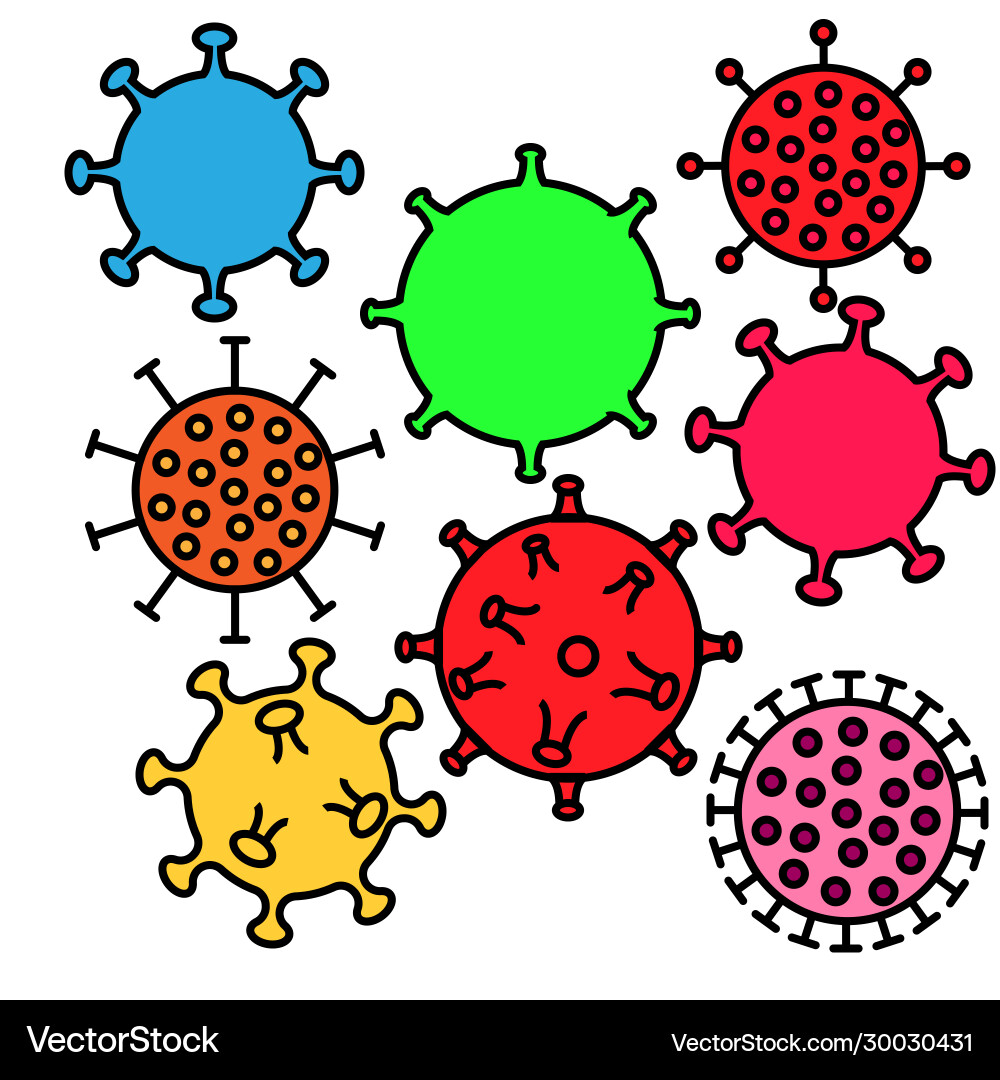 Set colored icons medical viruses Royalty Free Vector Image